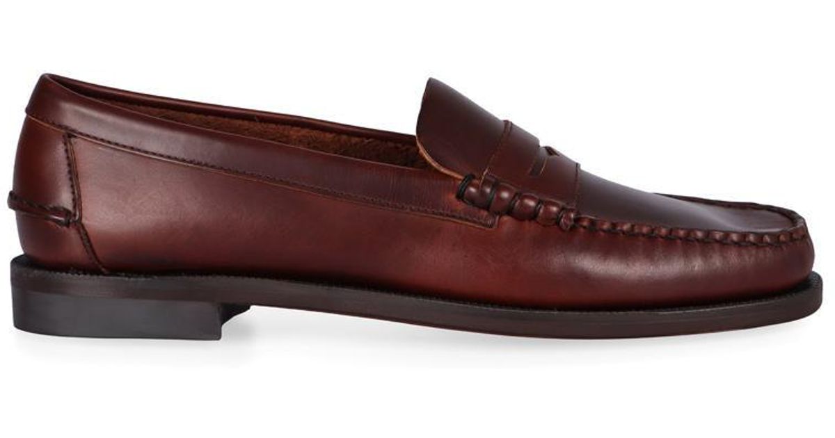 Sebago Dan Waxy Leather Loafers in Brown for Men | Lyst