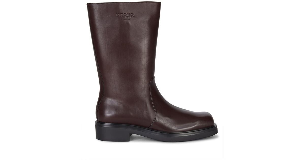Prada Round-toe Boots in Brown for Men | Lyst