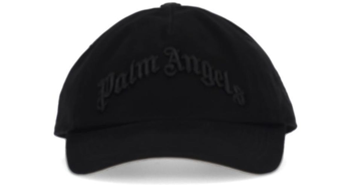 Palm Angels Curved Logo Tonal Cap in Black for Men | Lyst
