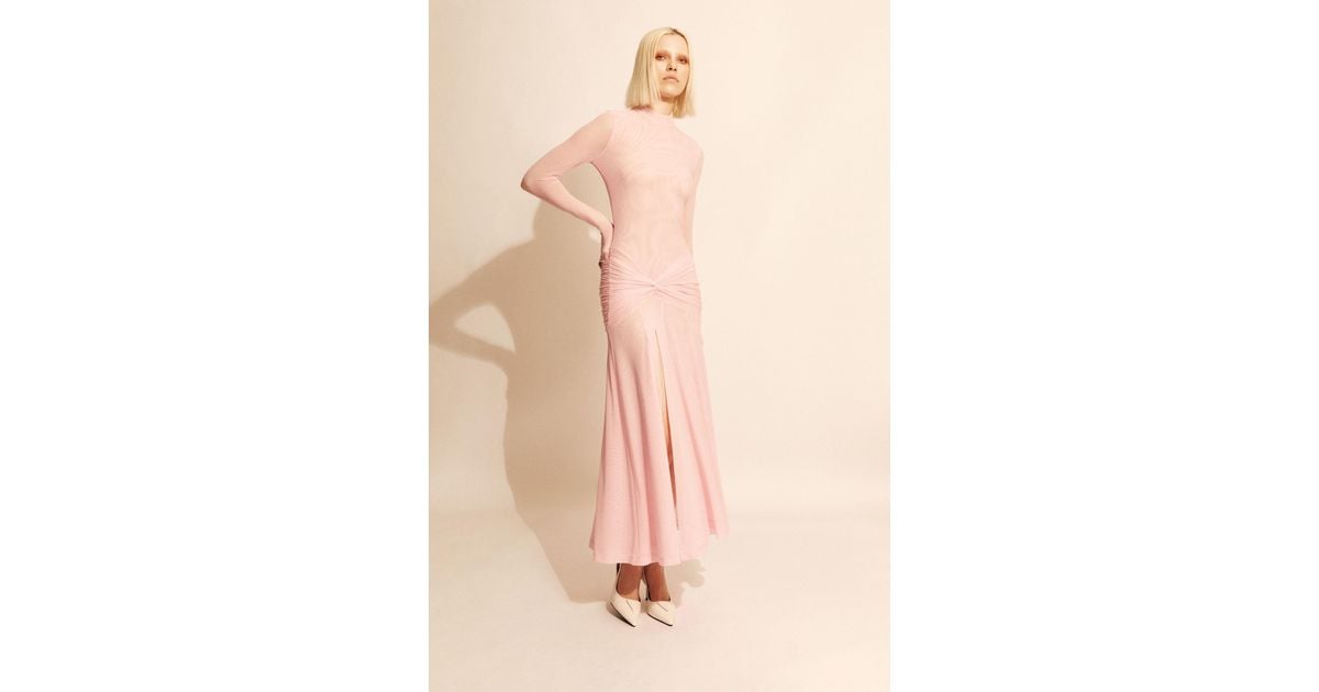 Bardot Lea Mesh Midi Dress in Natural | Lyst