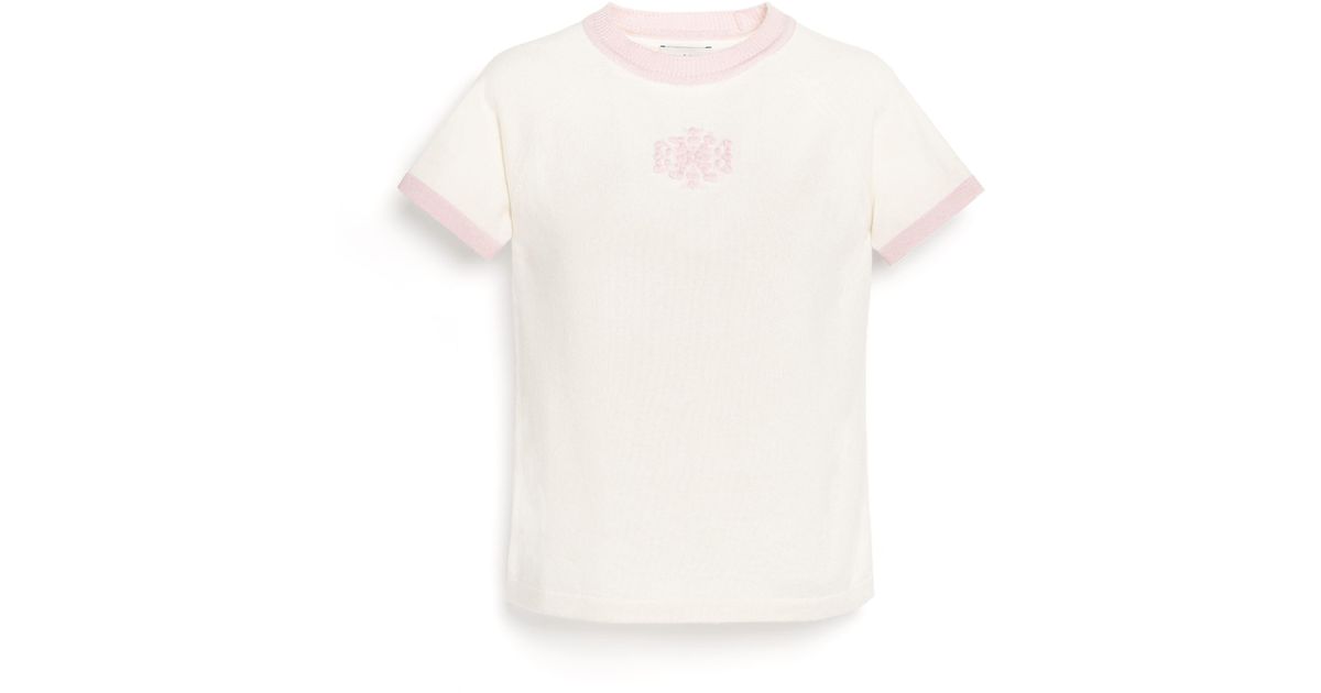 Barrie Cashmere Top With B Logo in White | Lyst