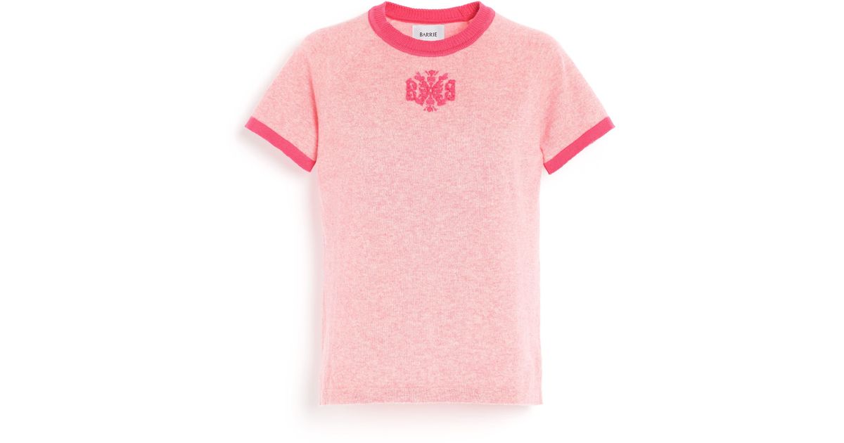 Barrie Mottled Cashmere Top With B Logo in Pink | Lyst