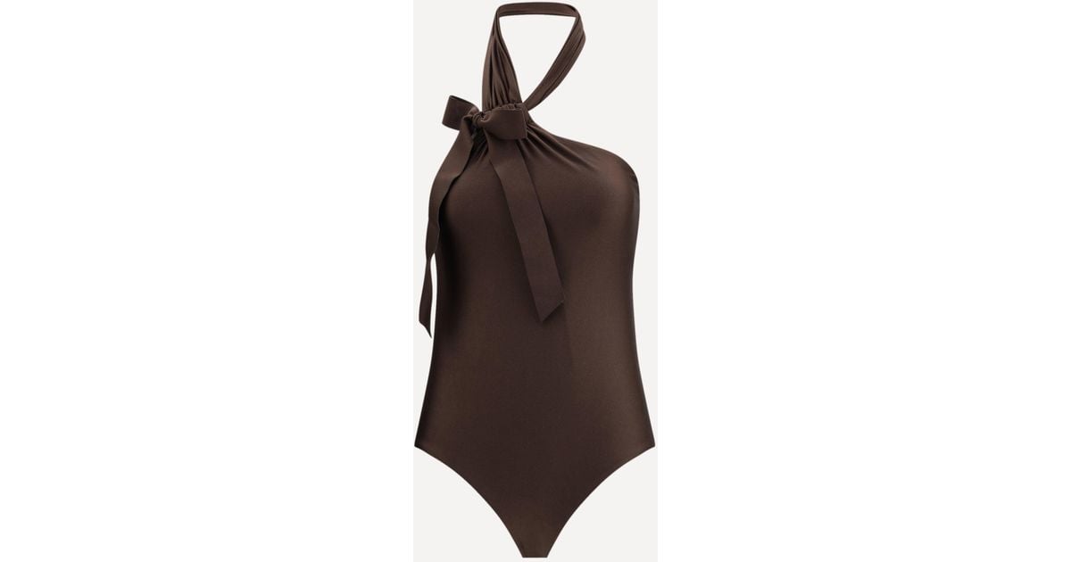 Zimmermann Awaken Tie Neck One-Piece Bathing Suit in Brown | Lyst UK