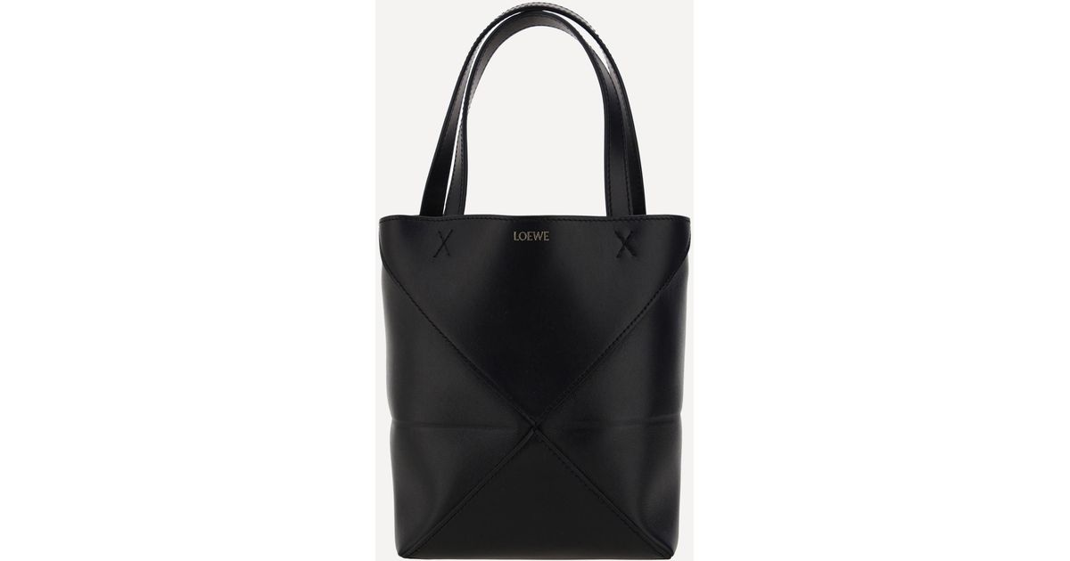 Loewe Mini Puzzle Fold Tote Bag in Black | Lyst UK