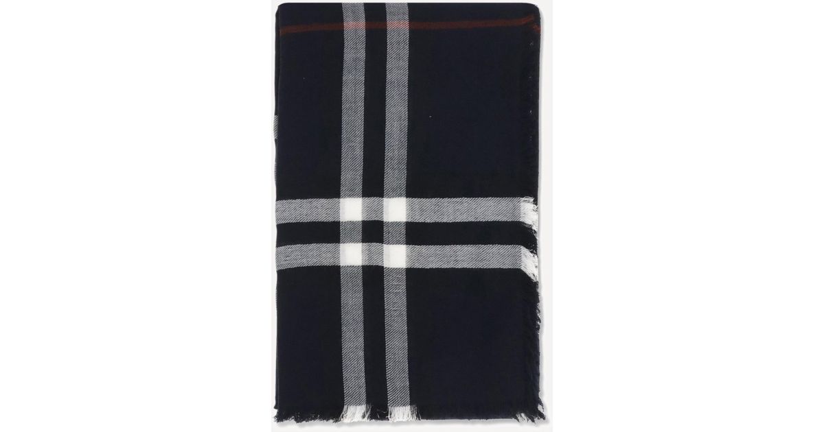 Burberry Giant Check Wool Scarf in Blue for Men | Lyst UK