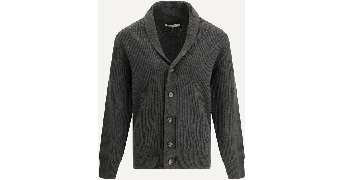 Brooksfield Virgin Wool Shawl-Collar Cardigan in Gray for Men | Lyst