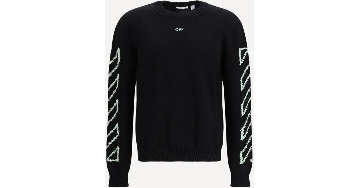 Off-White c/o Virgil Abloh Diagonal Arrow Fuzzy Sweater in Blue for Men ...