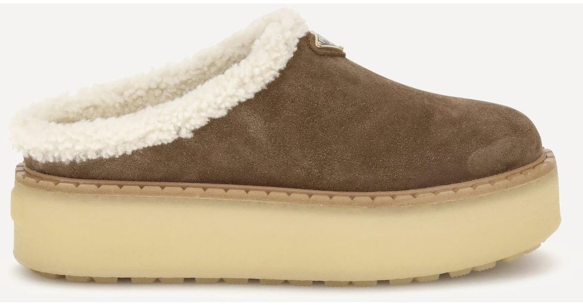 Prada Platform Mules in Natural | Lyst