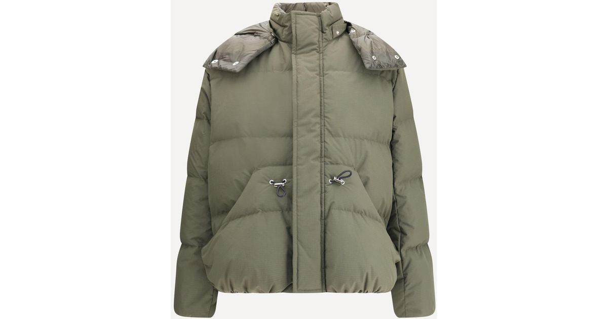 Sacai Puffer Jacket With Removable Hood in Green for Men | Lyst UK