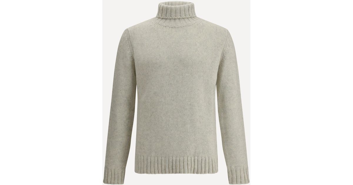 Aragona Cashmere Braided-Knit Turtleneck Sweater in Grey for Men | Lyst UK
