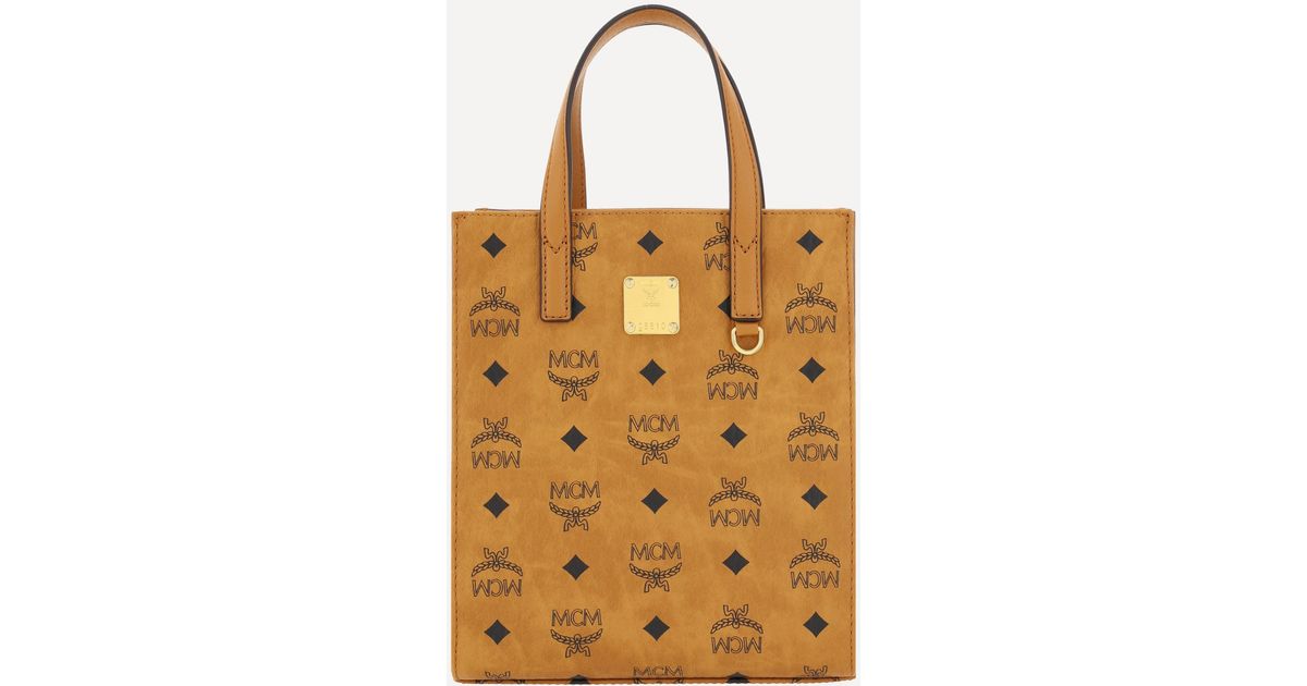 MCM Aren Mini Tote Handbag in Natural | Lyst