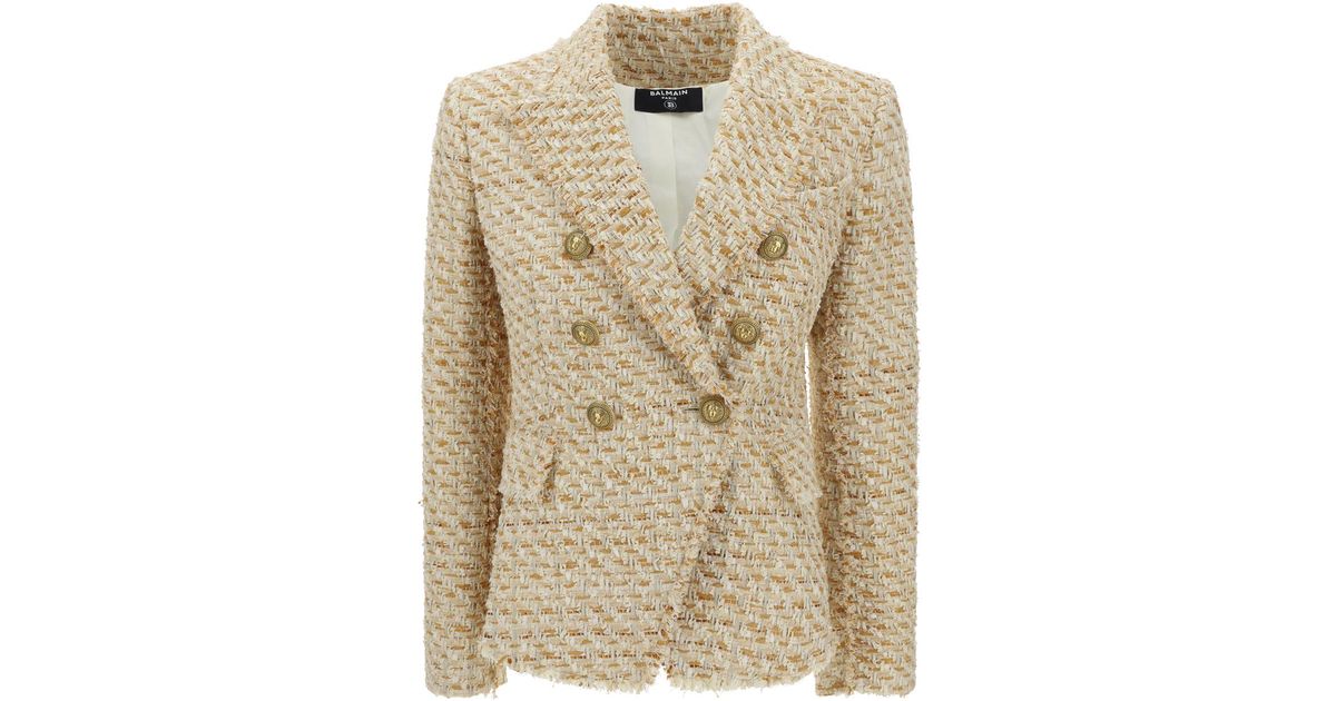 Balmain Blazer Jacket in Natural | Lyst