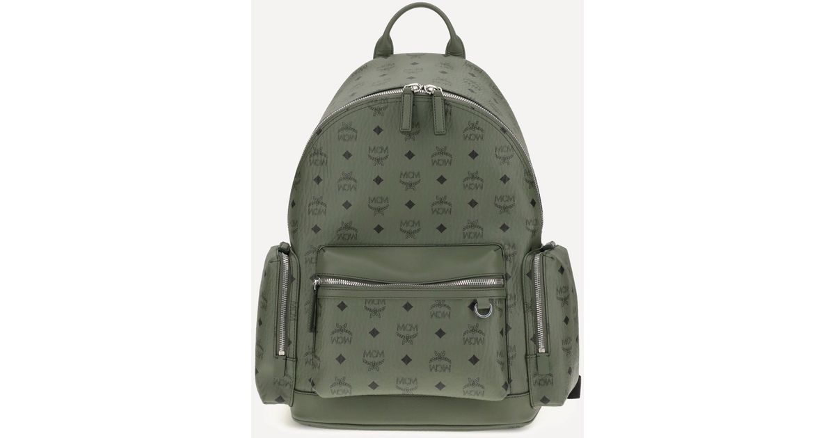 MCM Printed Canvas Stark Backpack in Green for Men | Lyst
