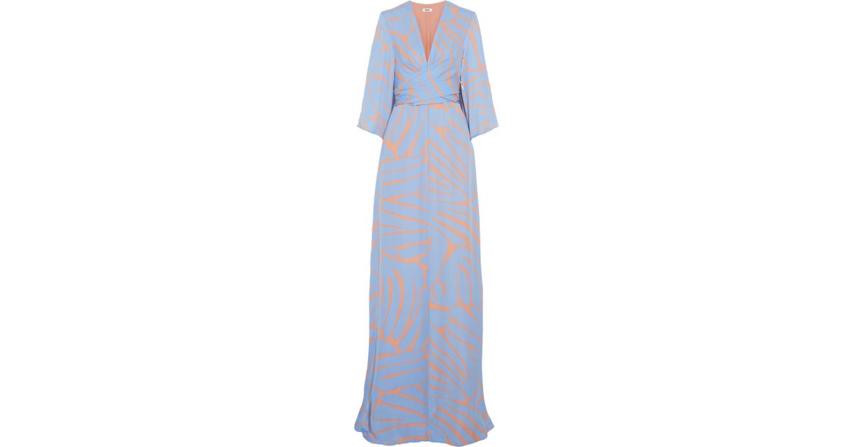 Issa Francesca Printed Silk-Georgette Maxi Dress in Blue | Lyst