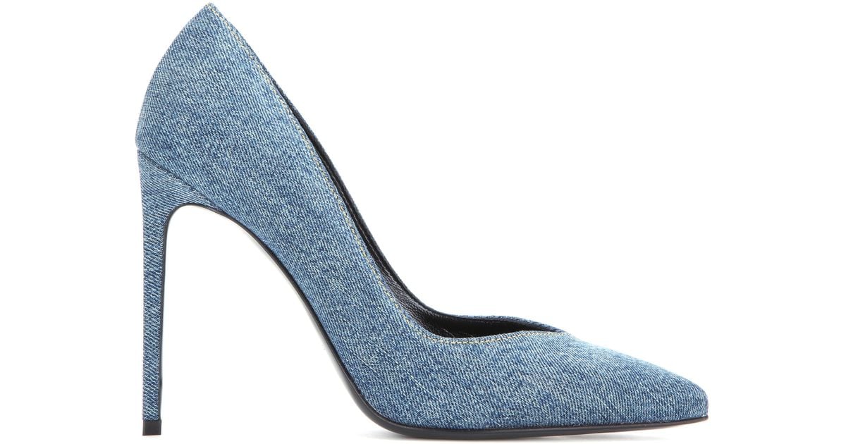 Saint Laurent Paris Denim Pumps in Blue | Lyst