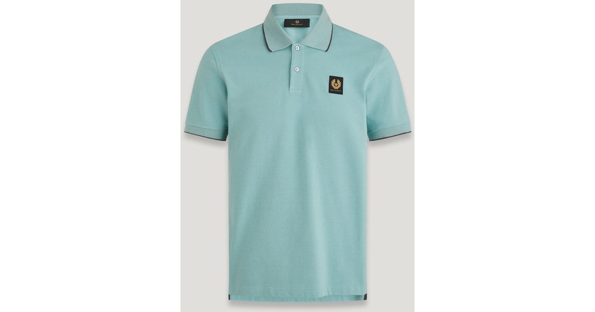 Belstaff Pique Double Tipped Polo Oil in Blue for Men | Lyst