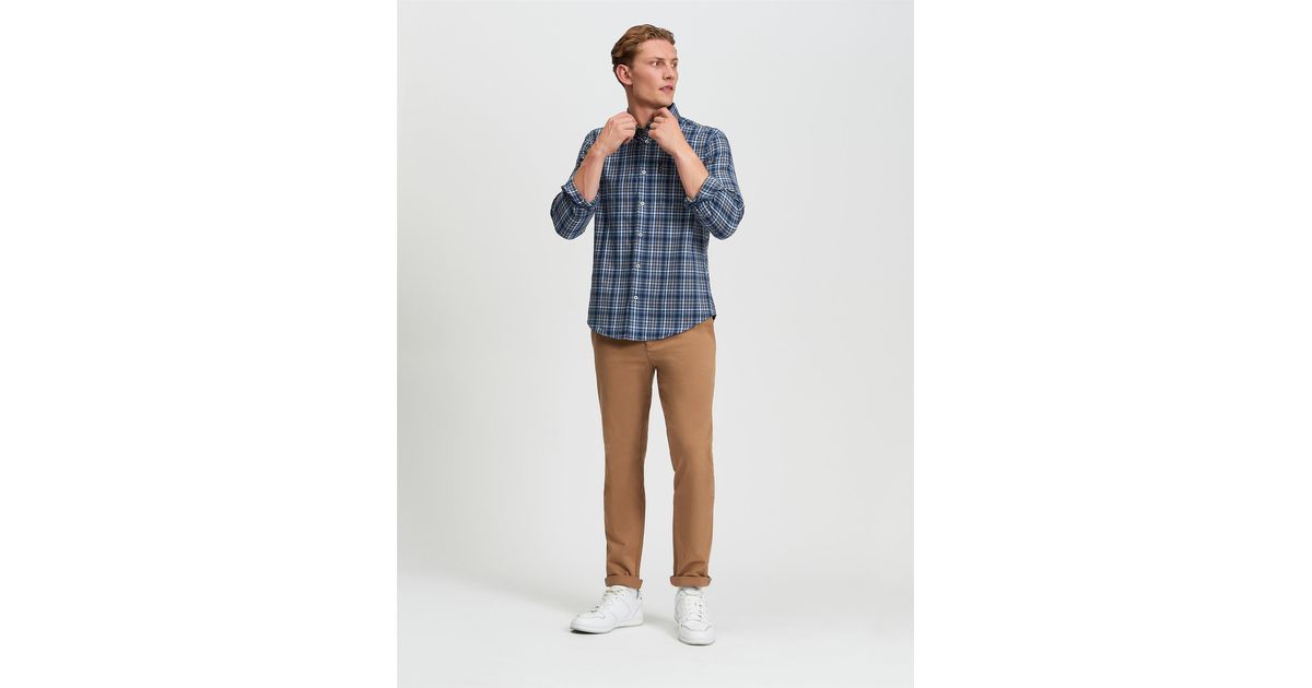 Ben Sherman Check Brushed Flannel Shirt In Indigo in Blue for Men | Lyst UK