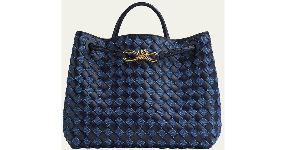 Bottega Veneta Andiamo Medium Denim Shoulder Bag in Blue | Lyst