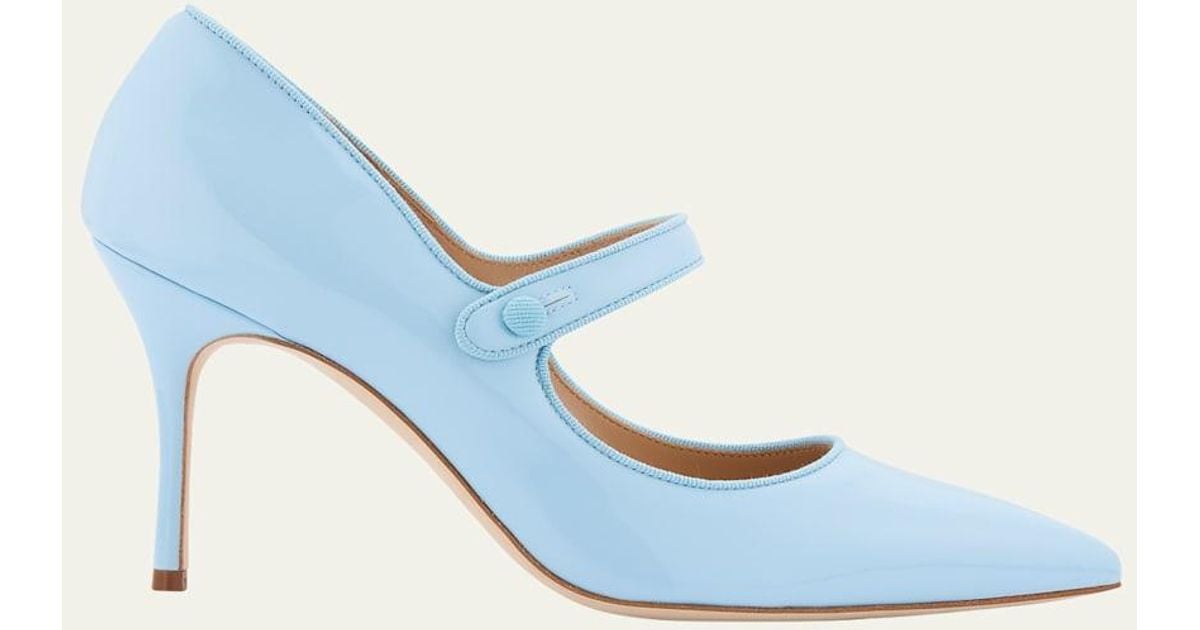 Manolo Blahnik Fabio Patent Mary Jane Pumps in Blue | Lyst