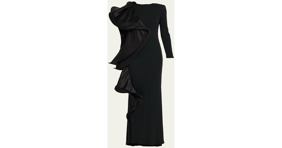 Stephane Rolland Magic Ruffle Column Gown in Black | Lyst