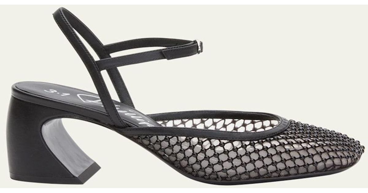 3.1 Phillip Lim Id Studded Mesh Mary Jane Pumps in White | Lyst