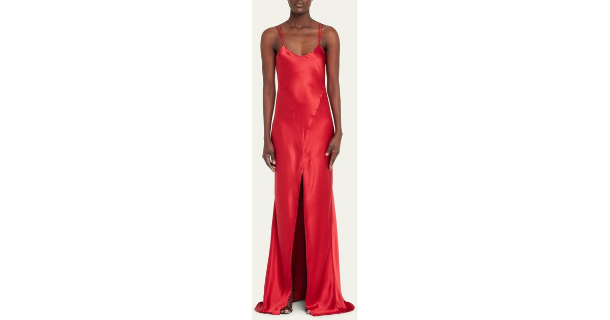 Kiki De Montparnasse Cage Strappy Silk Maxi Dress In Red Lyst