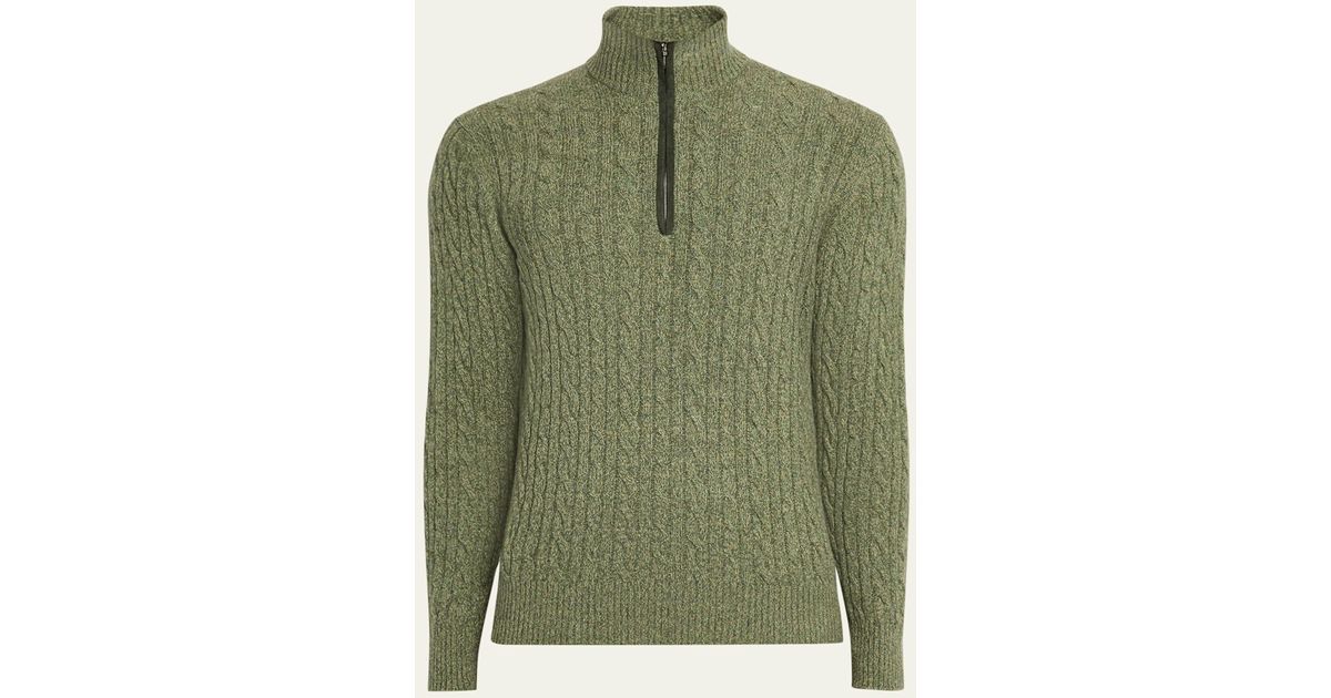 Loro Piana Cashmere Cable-Knit Sweater in Green for Men | Lyst