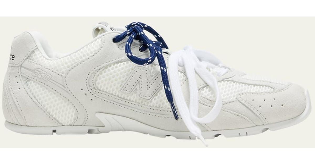 Miu Miu X New Balance Double Lace Mesh Sneakers in White | Lyst