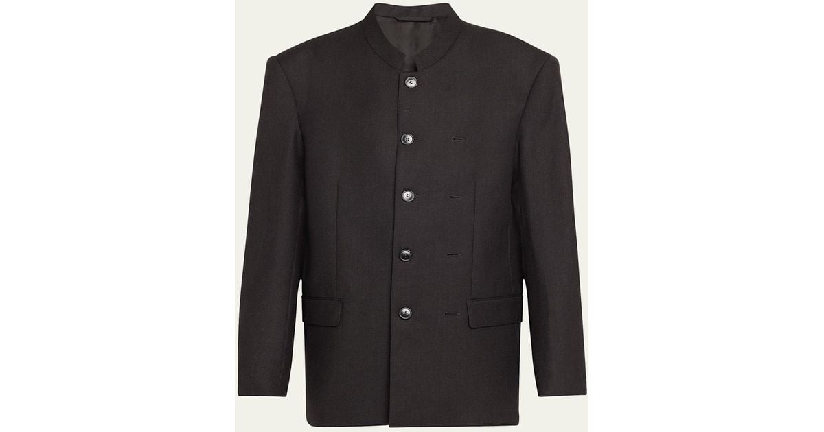 Marie Adam-Leenaerdt Pinched Mao Wool Jacket in Black | Lyst