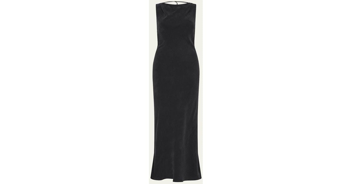 St. Agni Draped Cowl Back Dress in Black | Lyst
