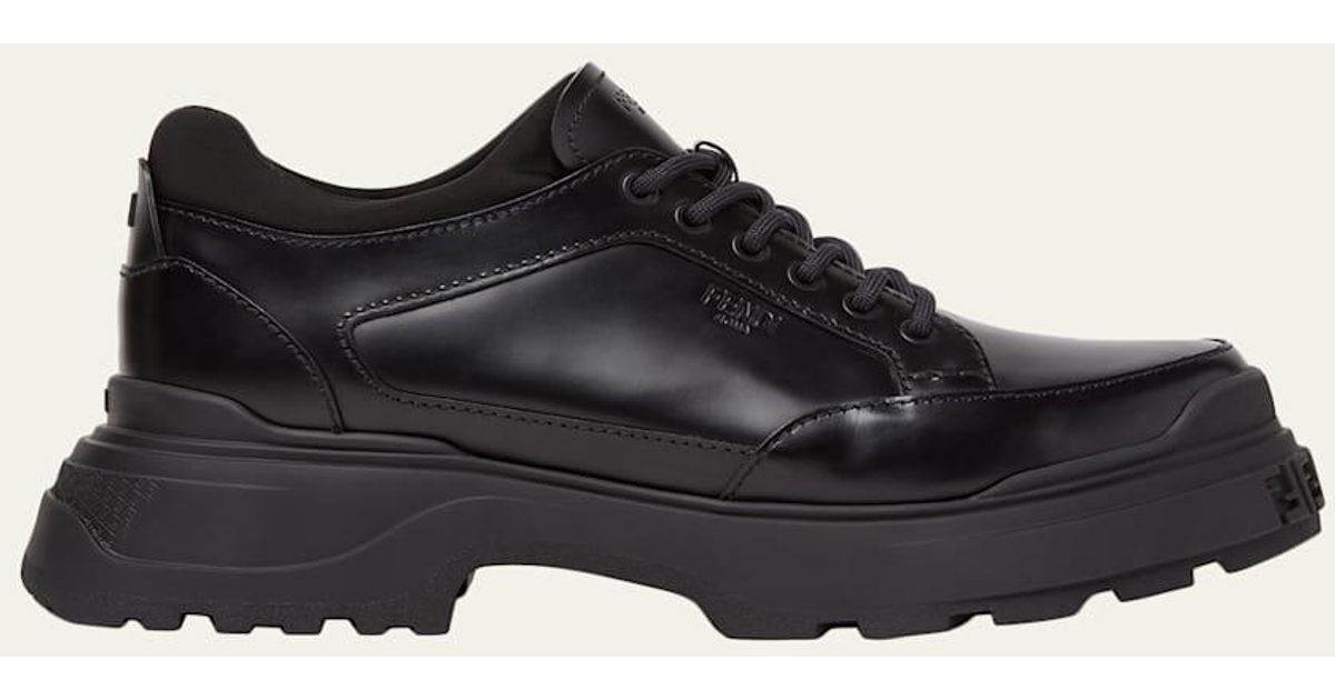 Fendi Force Light Leather Chunky Sneakers in White for Men | Lyst