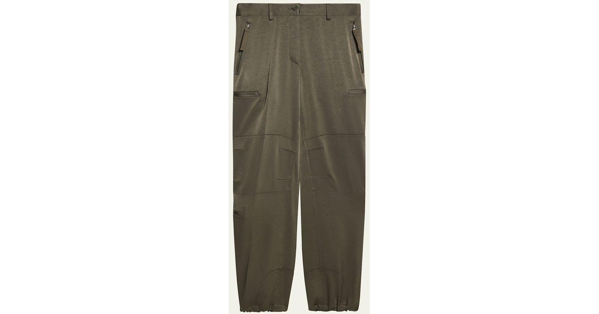 Helmut Lang Fluid-Satin Flight Pants in Green | Lyst