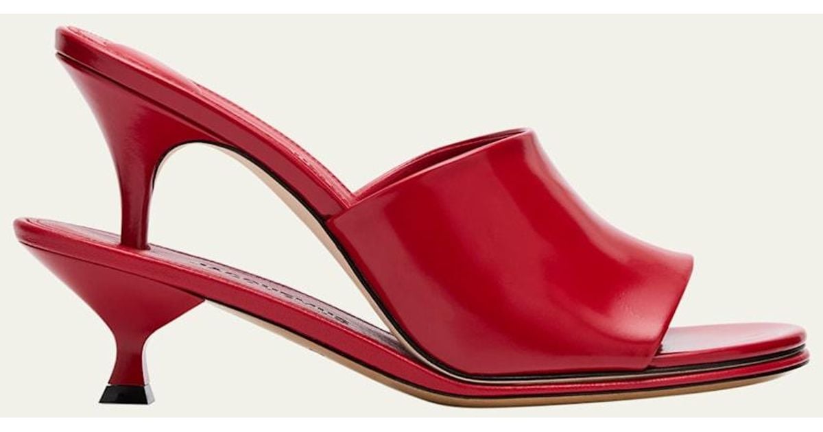 Jacquemus Glossy Leather Dual-Heel Mules in Red | Lyst
