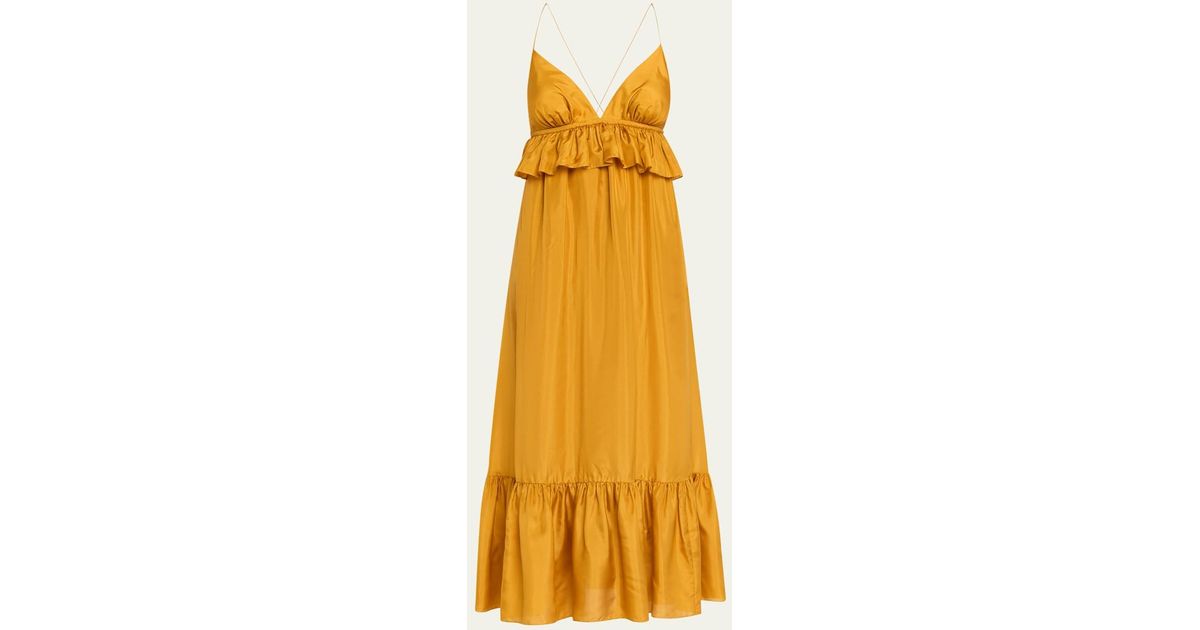 Zimmermann Rhiannon Ruffle Maxi Dress in Yellow | Lyst