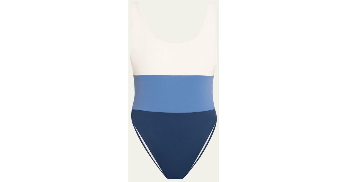 Anemos Hume Tricolor One-Piece Swimsuit in Blue | Lyst
