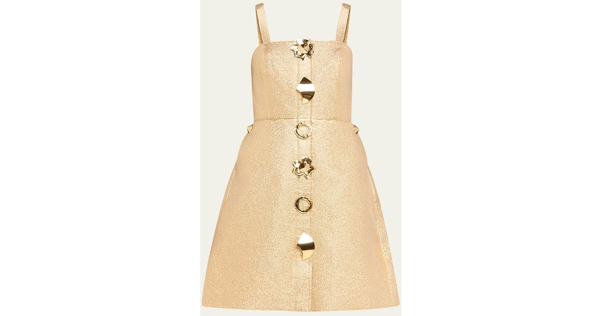 Harbison Quantum Metallic Embellished Mini Dress in Natural | Lyst