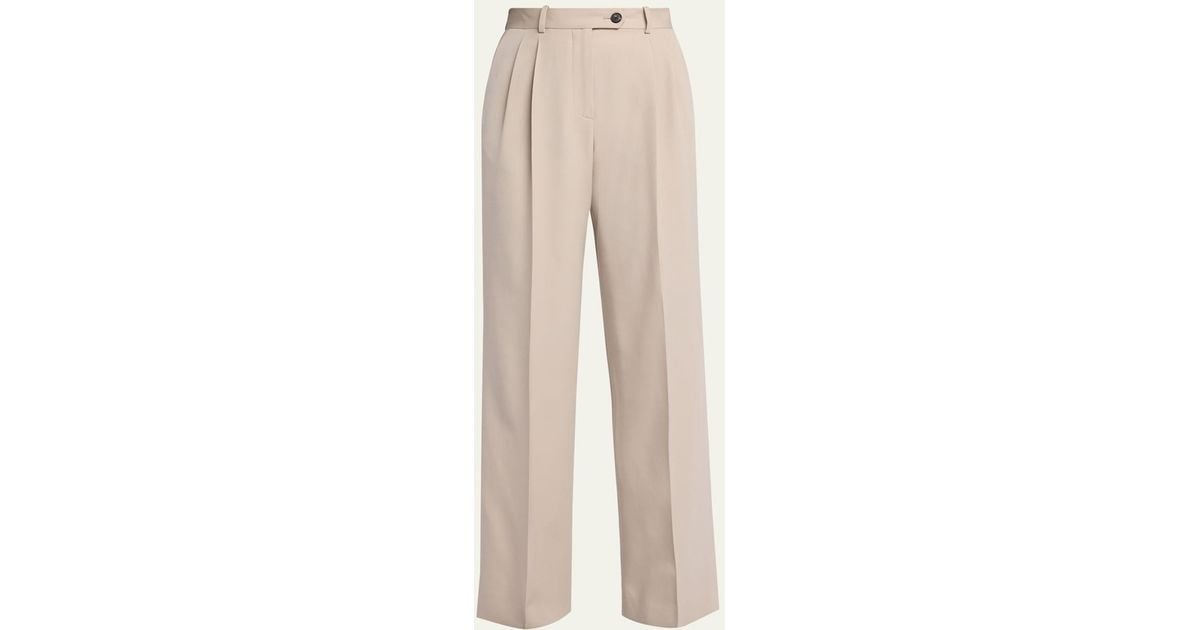 The Row Virgil Double-Pleated Straight-Leg Pants in Natural | Lyst