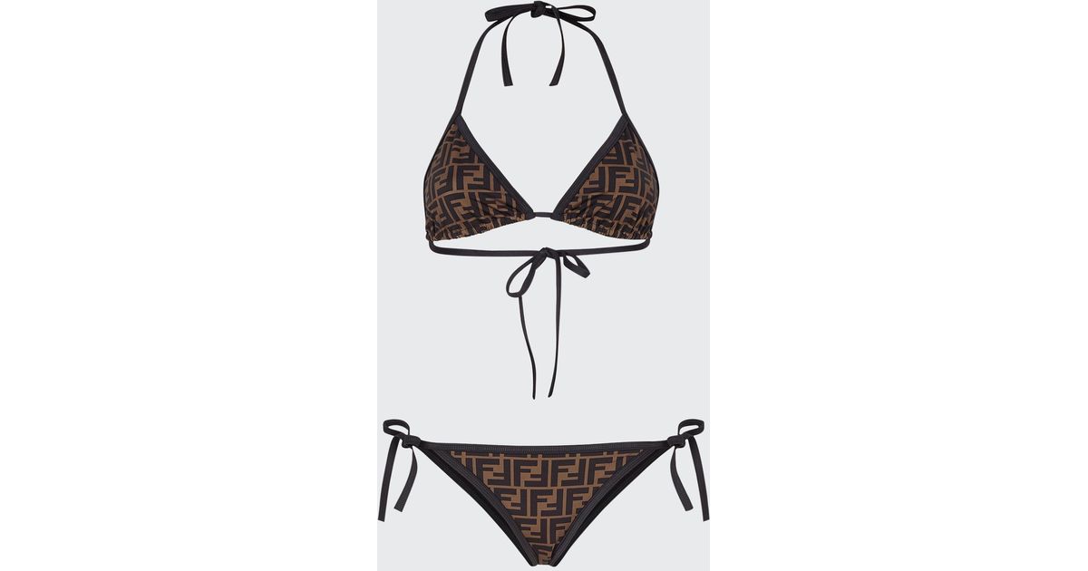 Fendi Reversible Logo Two-piece Bikini Set in White | Lyst