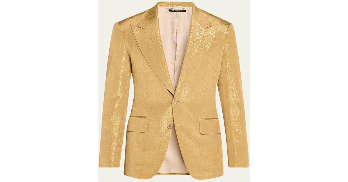 Tom Ford Shelton Metallic Slub Moire Cocktail Jacket in Natural for Men ...