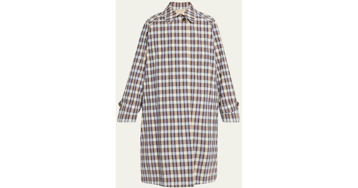 The Row Tavishina Check Long Coat in White | Lyst