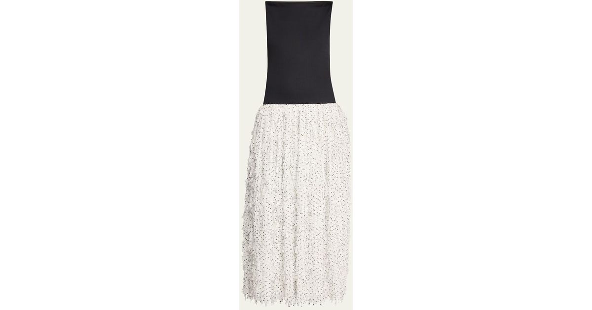 Anna Quan Juni Fringe Drop-Waist Midi Dress in White | Lyst