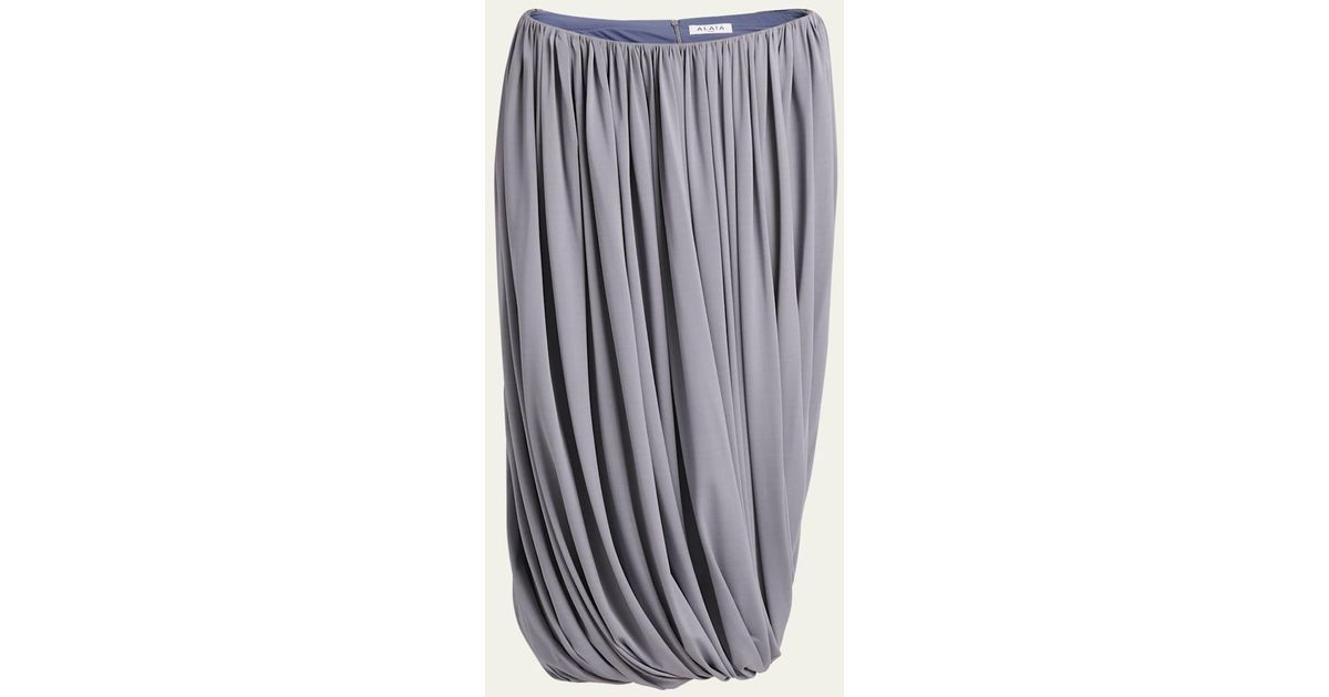 Alaïa Soft Jersey Twisted Draped Skirt in Blue | Lyst