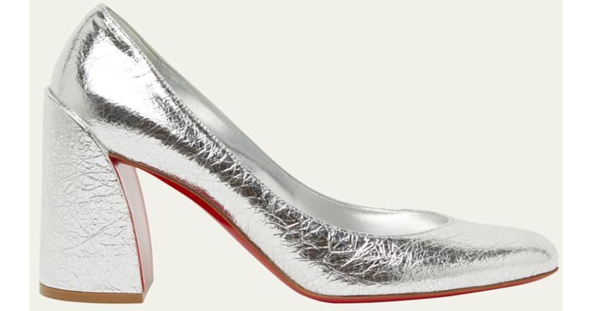 Christian Louboutin Miss Sabina Metallic Sole Pumps in White | Lyst