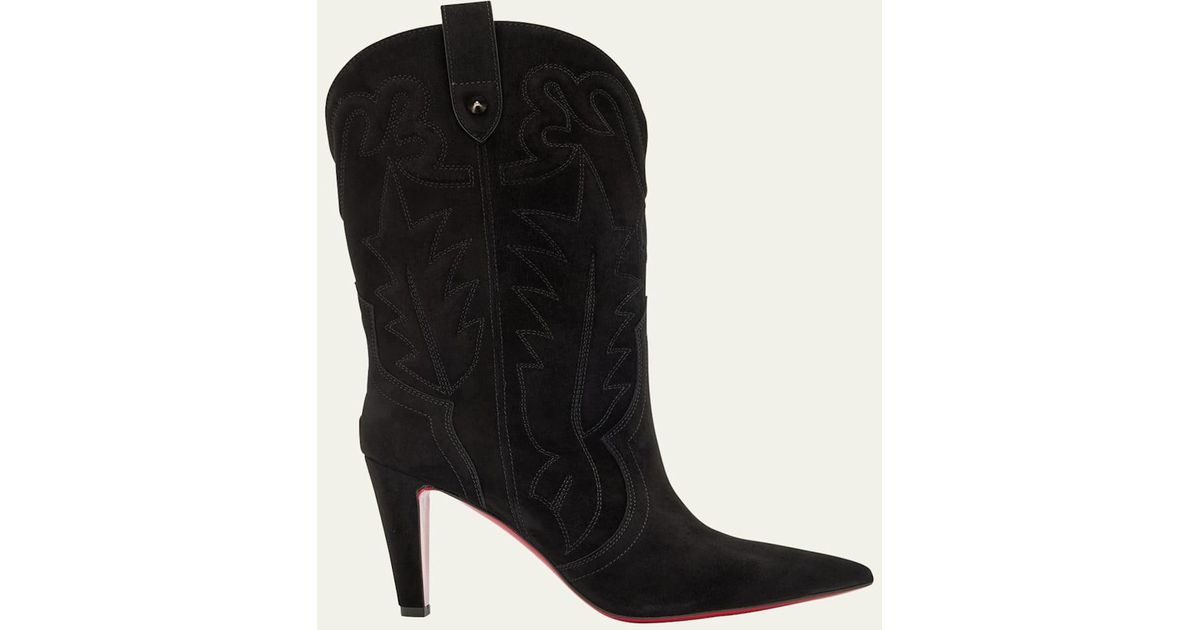 Christian Louboutin 85Mm Santia Suede Booties in Black | Lyst