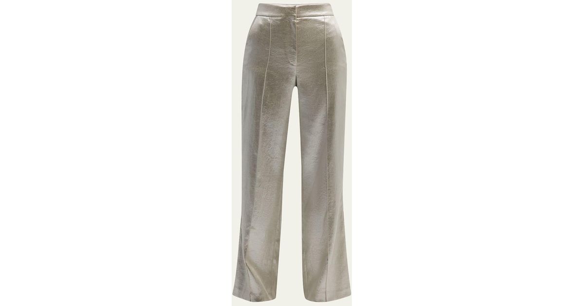 Veronica Beard Millicent Metallic Suiting Pants in Natural | Lyst
