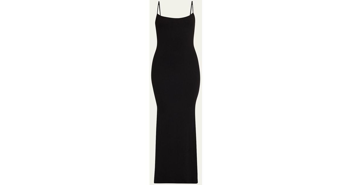 Skims Soft Lounge Ribbed Maxi Slip Dress in Black | Lyst