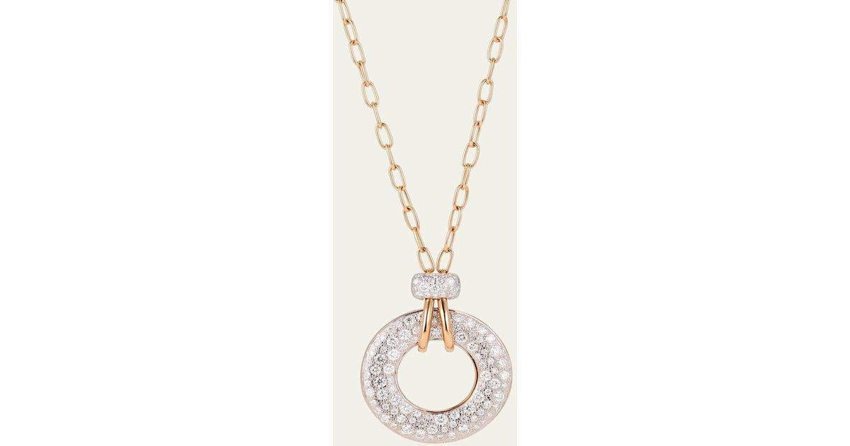 Pomellato Iconica 18K Diamond Pave Donut Pendant Necklace in Natural | Lyst