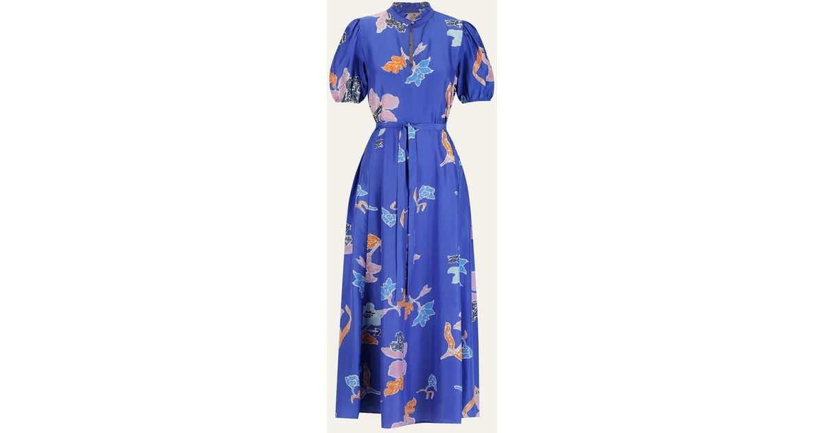 Hannah Artwear Oceanus Silk Maxi Dress in Blue | Lyst