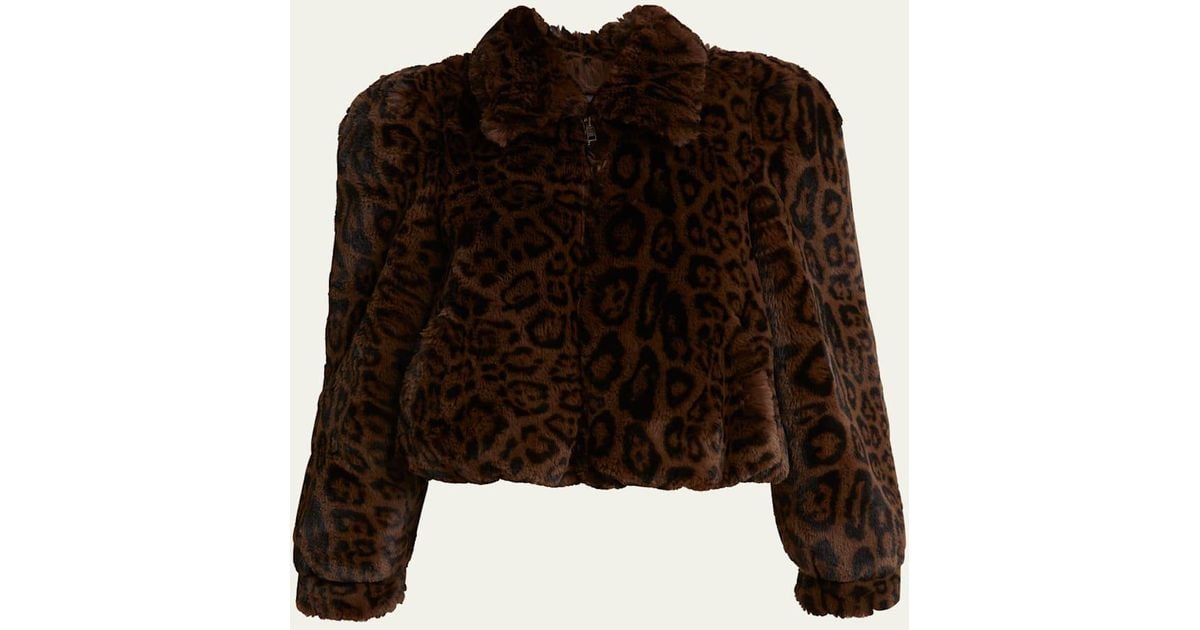 Chloé Leopard Faux Fur Jacket in Black | Lyst