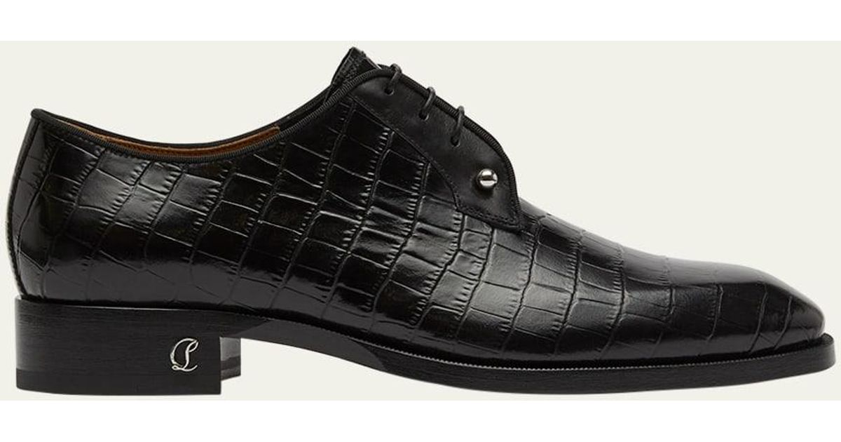 Christian Louboutin Chambeliss Red Sole Leather Derby Shoes in Black ... Christian Louboutin Chambeliss Red Sole Leather Derby Shoes in Black ...